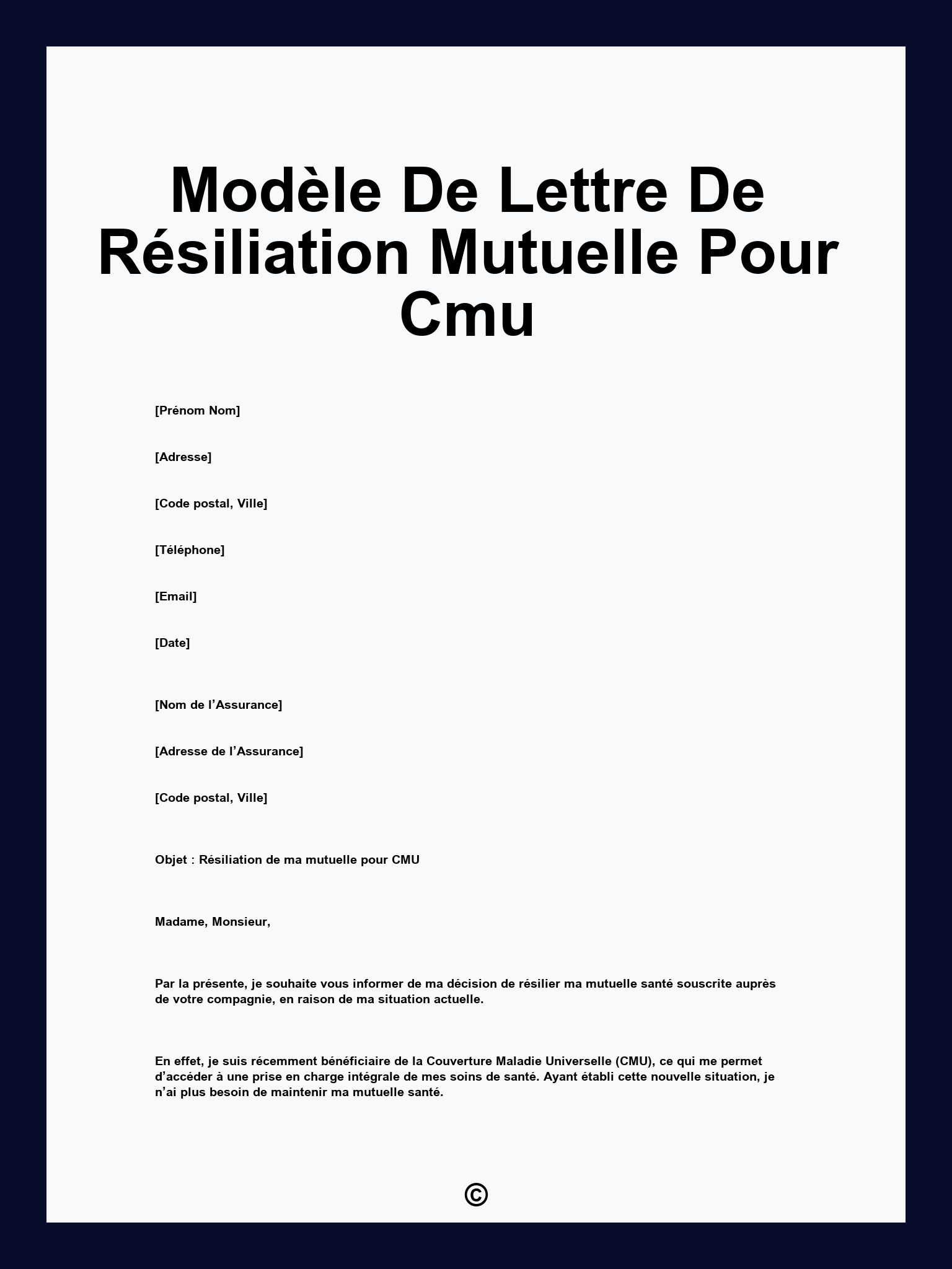 Modèle De Lettre De Résiliation Mutuelle Pour Cmu
